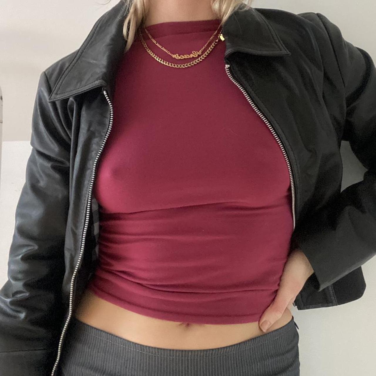 Pinky red maroon handmade long sleeve top Back... - Depop