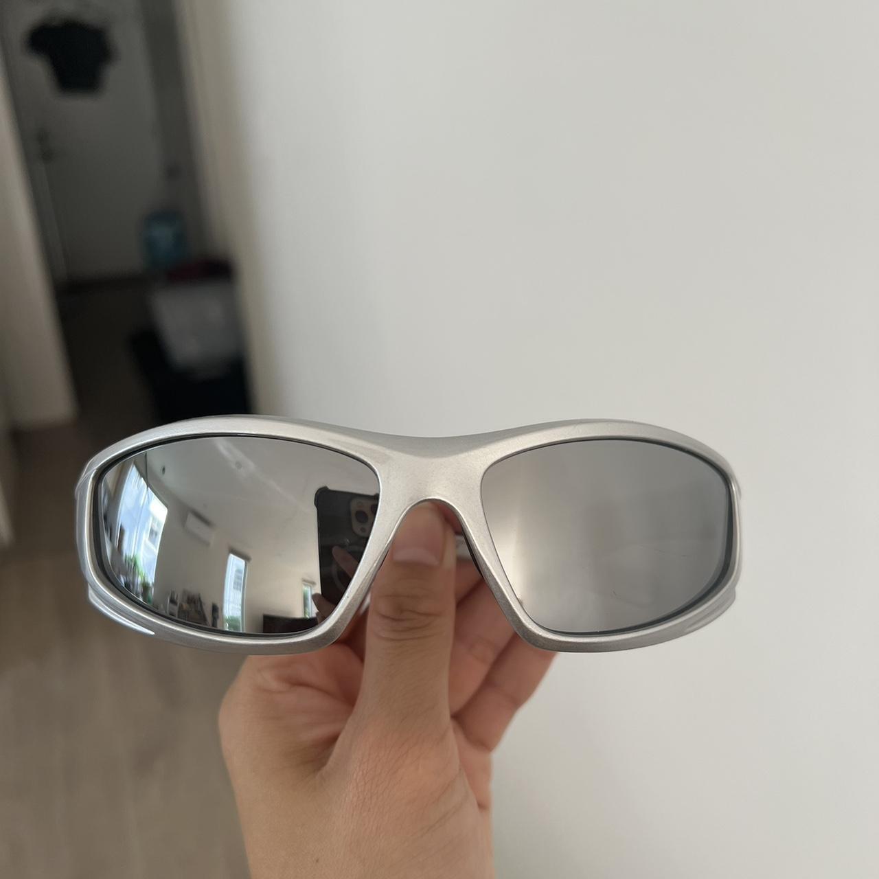 Silver Reflective Fashion Glasses Streetwear Street... - Depop