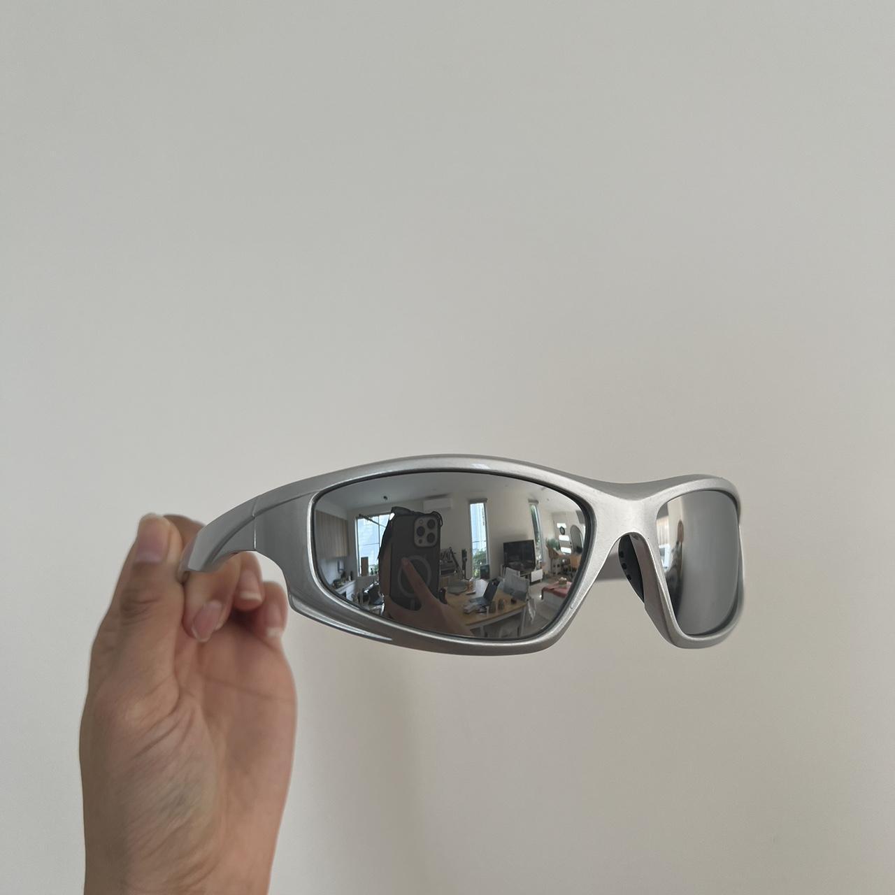 Silver Reflective Fashion Glasses Streetwear Street... - Depop