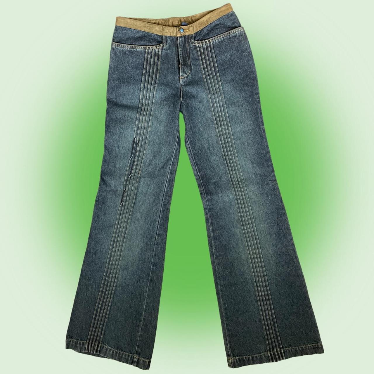 The best mid waisted 00s jeans. Dark indigo denim... - Depop