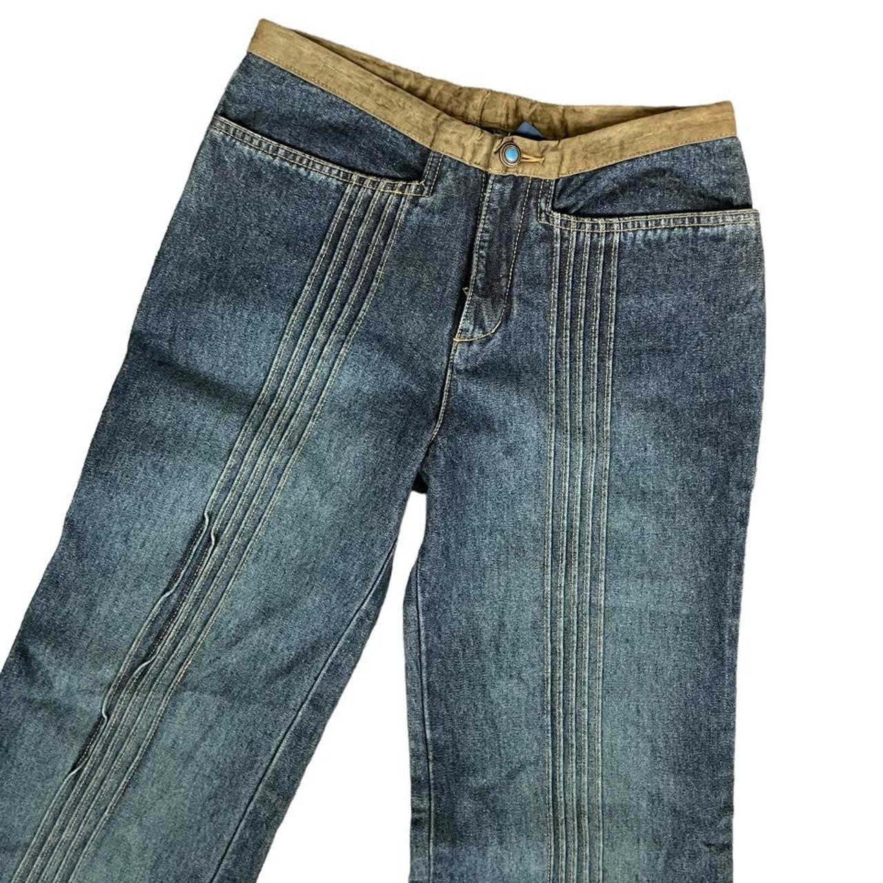 The best mid waisted 00s jeans. Dark indigo denim... - Depop