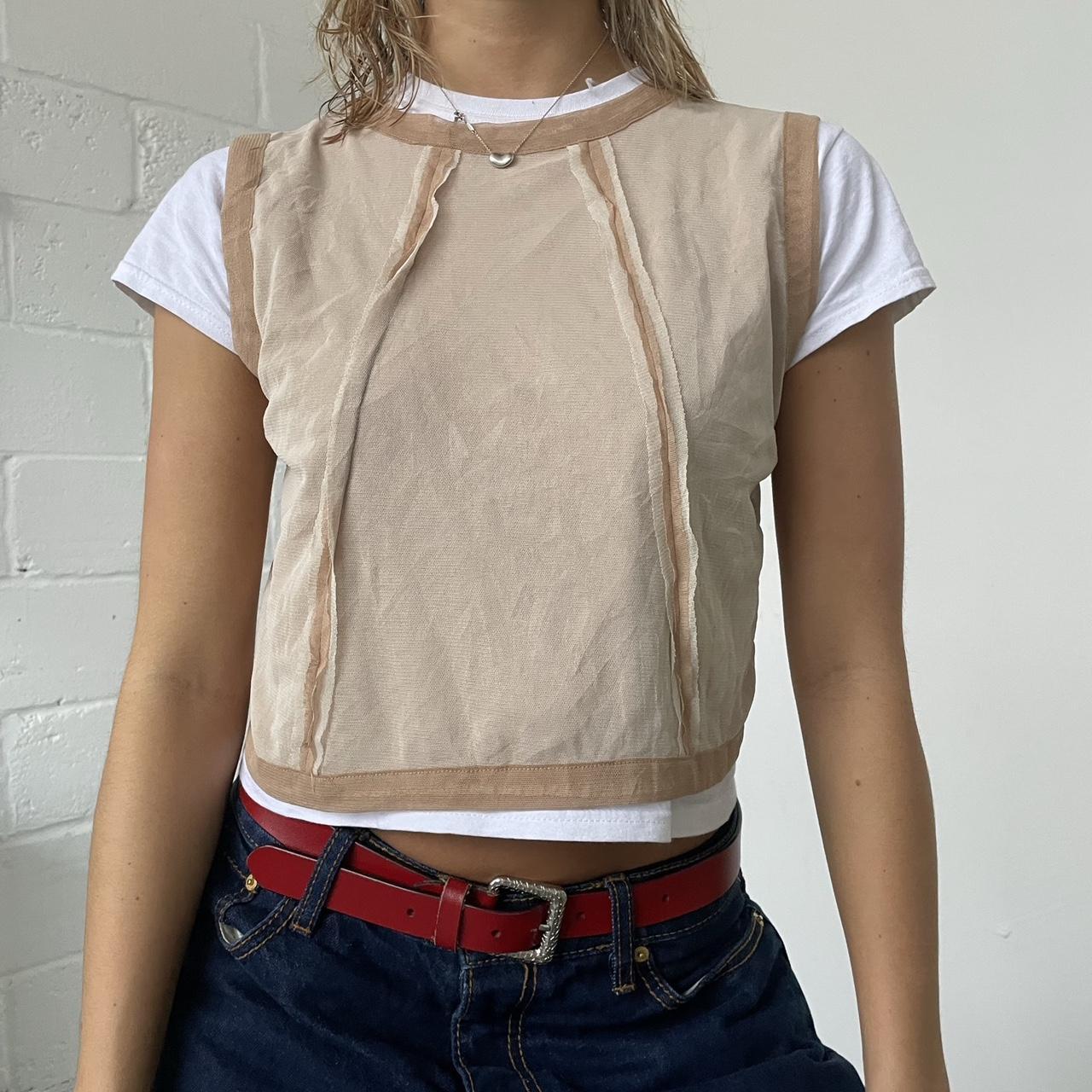 Cropped mesh tank. Camel off white. So cute - Depop