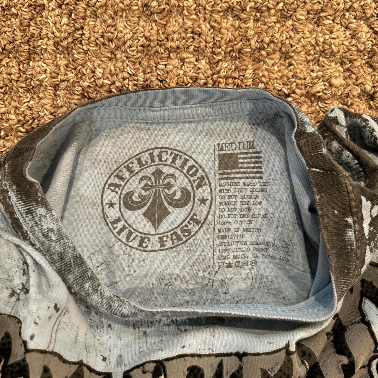 AFFLICTION BLACK LABEL BLUE AND BLACK DESIGN “Live... - Depop