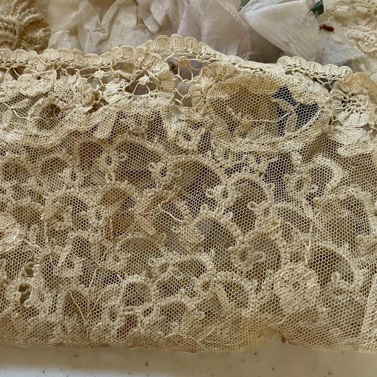 Victorian Cream vintage lace doily with floral... - Depop