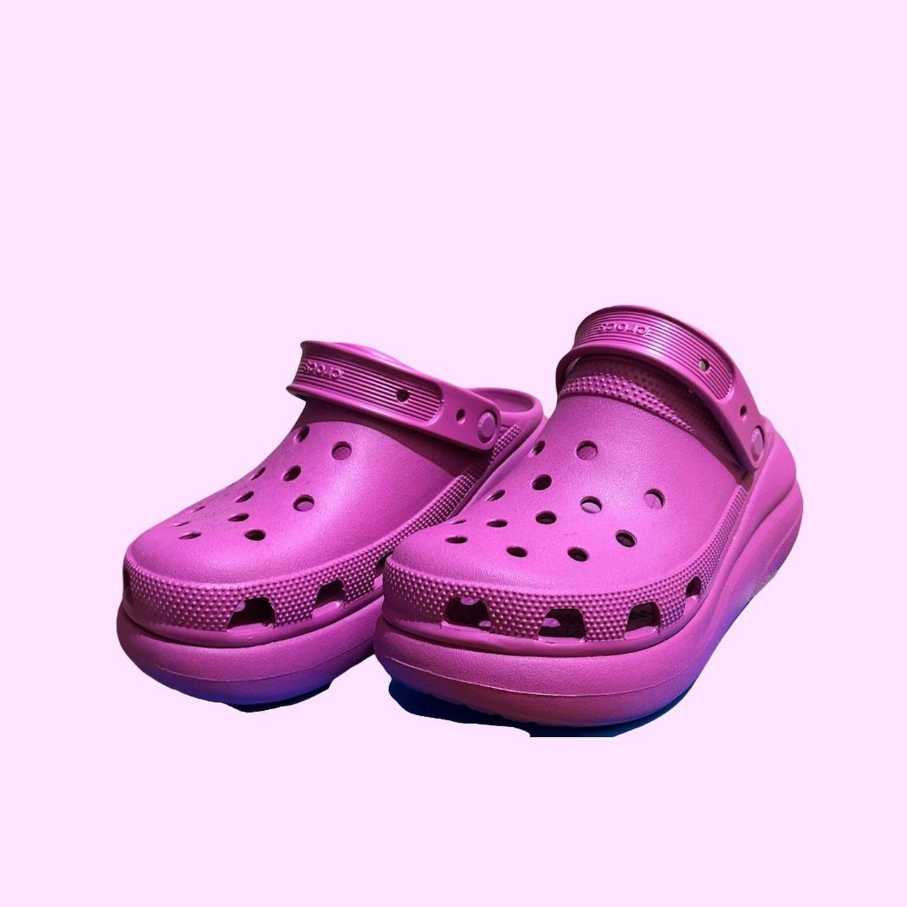 MAGENTA PLATFORM CROCS. Practically new used once or... - Depop