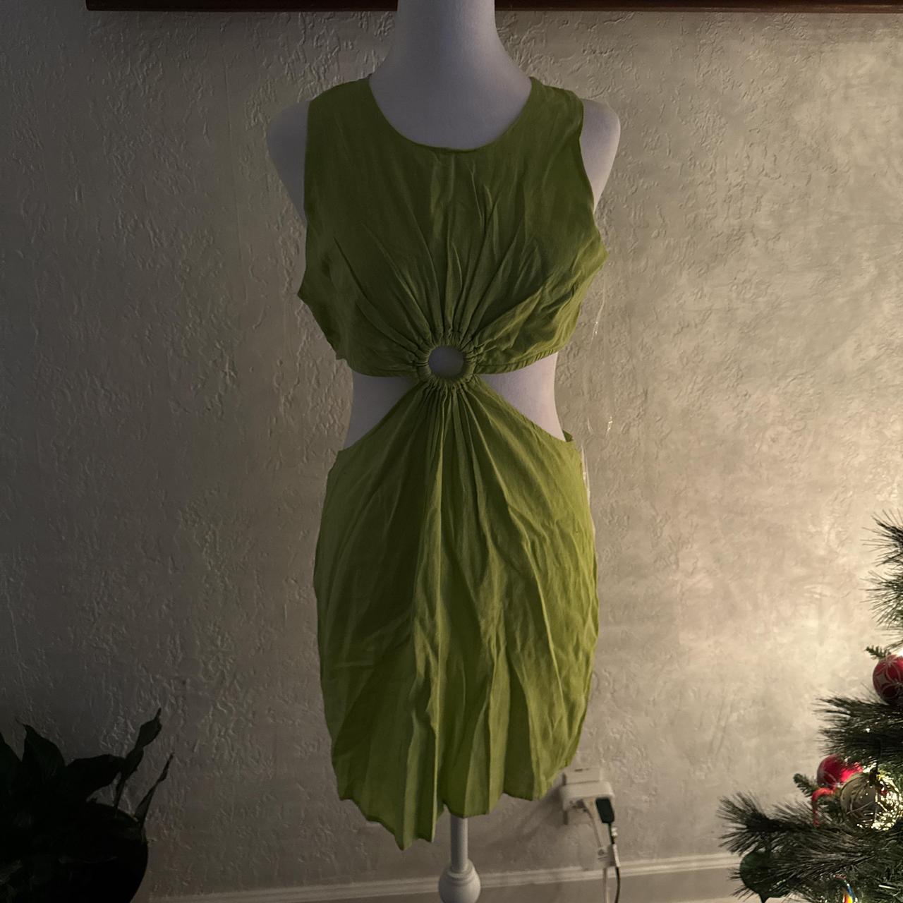 Lime green cut out dress with ring detail #summerdress | Depop