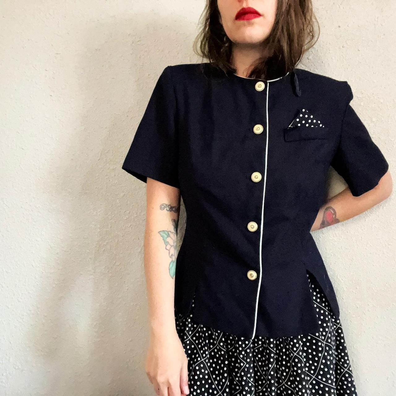 Vintage Navy Leslie Fay Set 🧿 Top is fitted, has... - Depop
