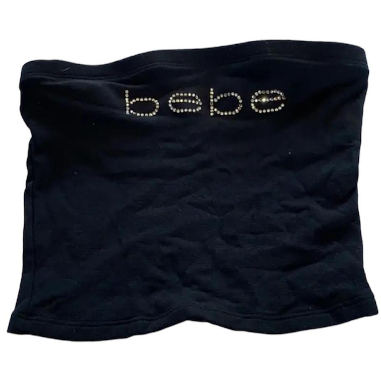 Black Bebe rhinestone lettering top. - Depop