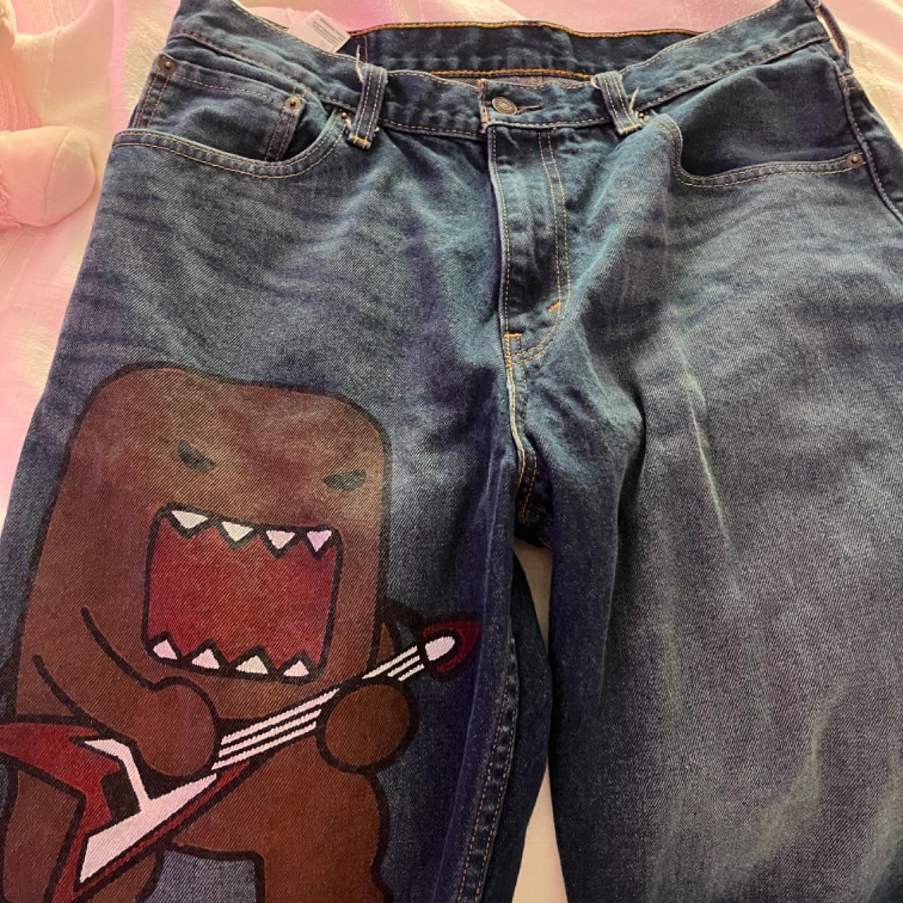 domo rockstar domokun with guitar jean shorts baggy... - Depop