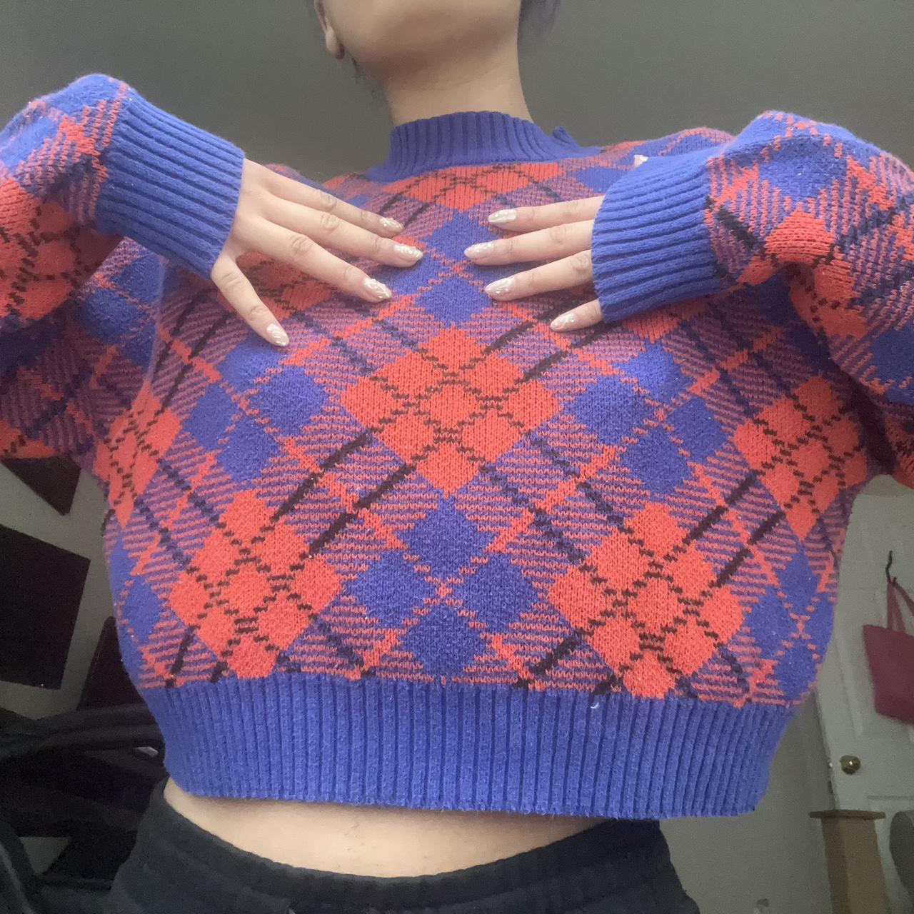 Medium red and blue sweater - Depop