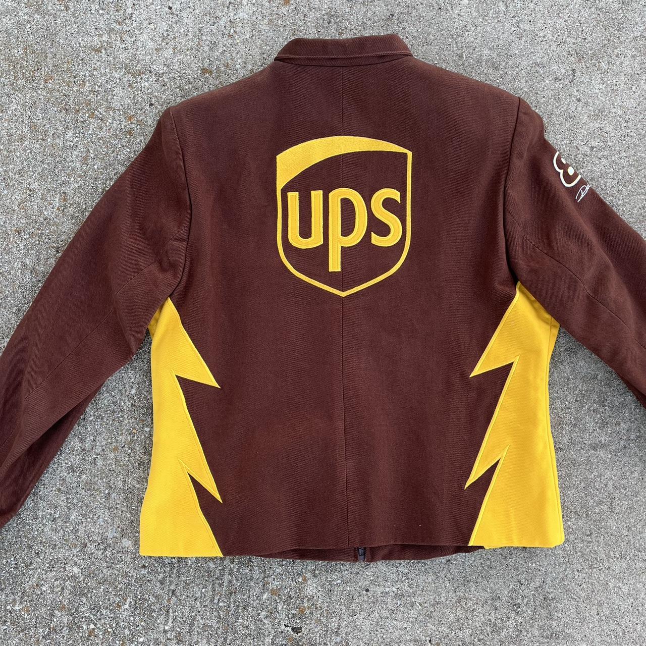 Brown UPS racing jacket Listed as a medium but fits... - Depop