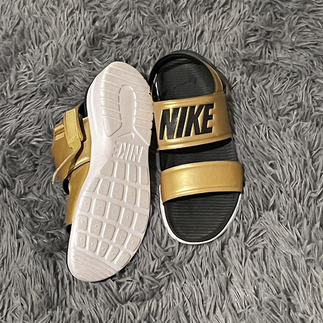 Nike sandals, gold and black #cute #Shoes #sandals... - Depop