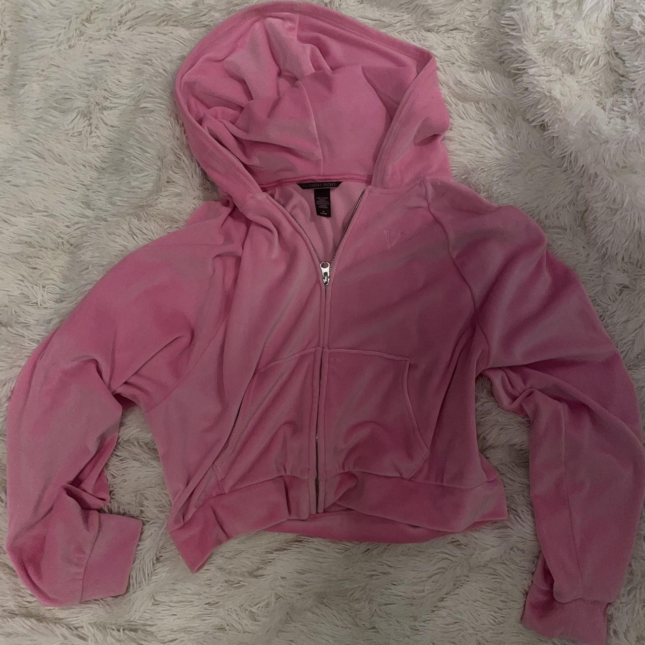 Victorias Secret pink velour jacket, cozy and a bit... | Depop