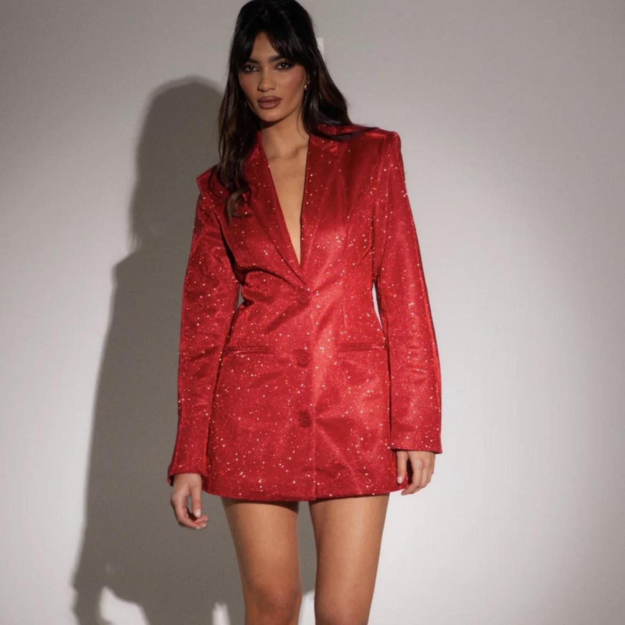 SLA The Label - Red Glitter Blazer Dress! Size... - Depop