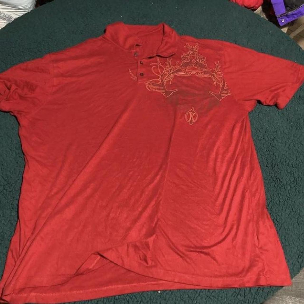 2x1 y2k red affliction polo chief Keef style polo... - Depop