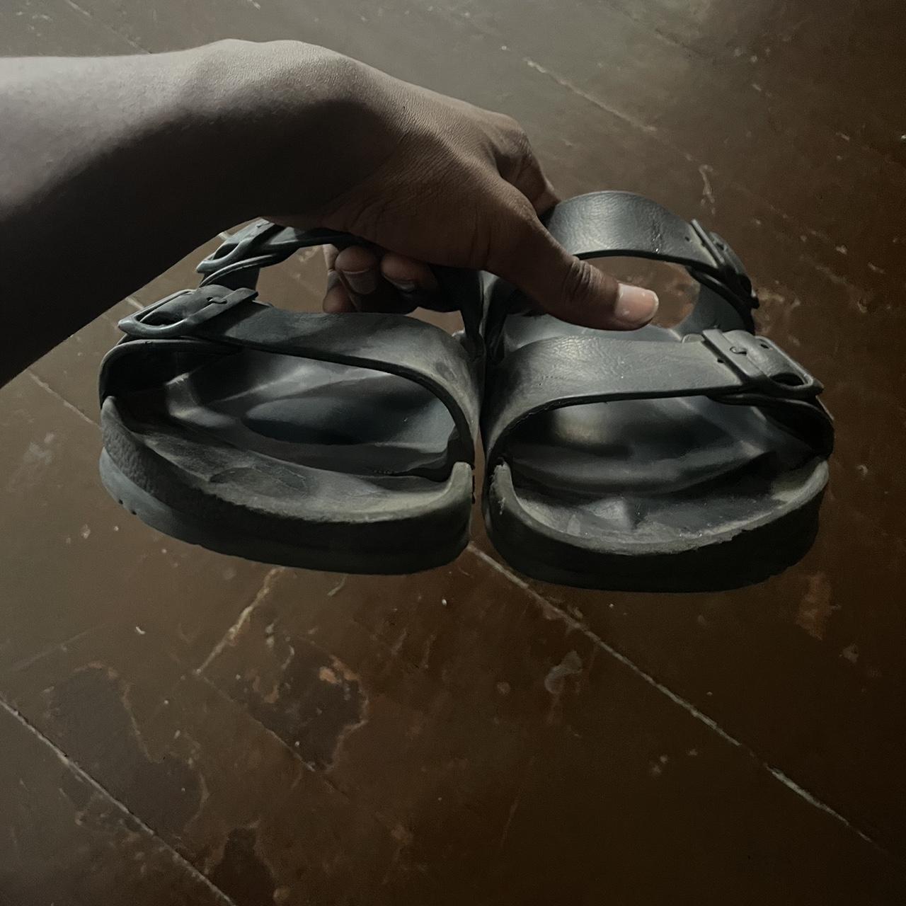 black birks worn a little bit little rip in them - Depop