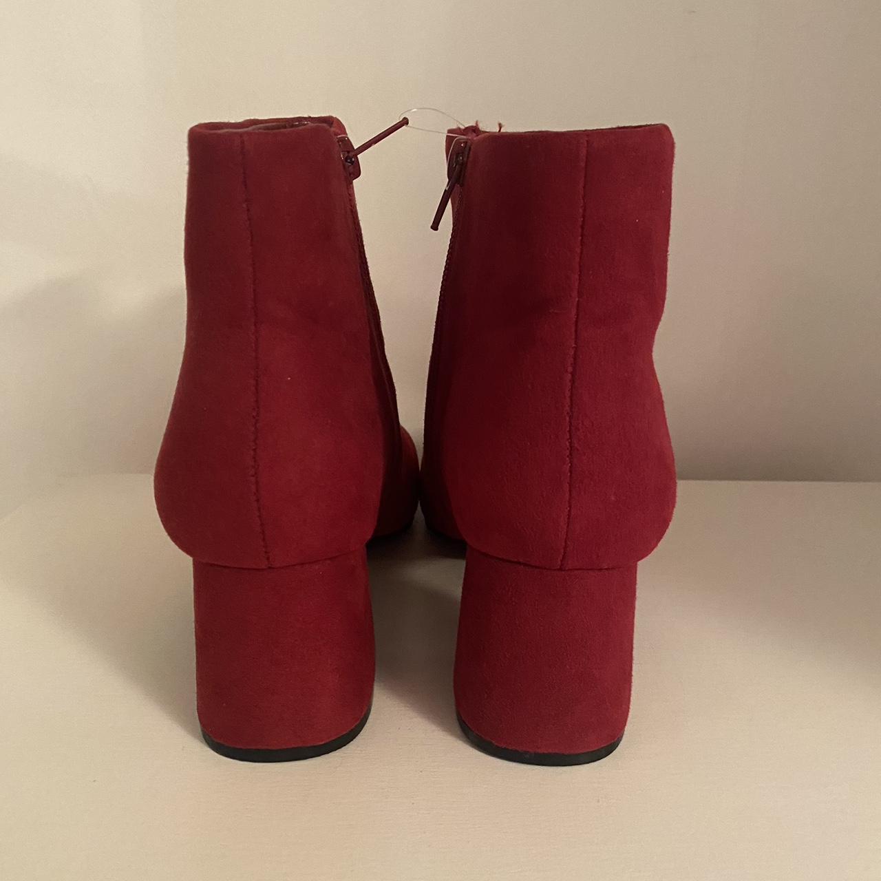 Penneys/Primark red suede ankle block heel boots,... - Depop