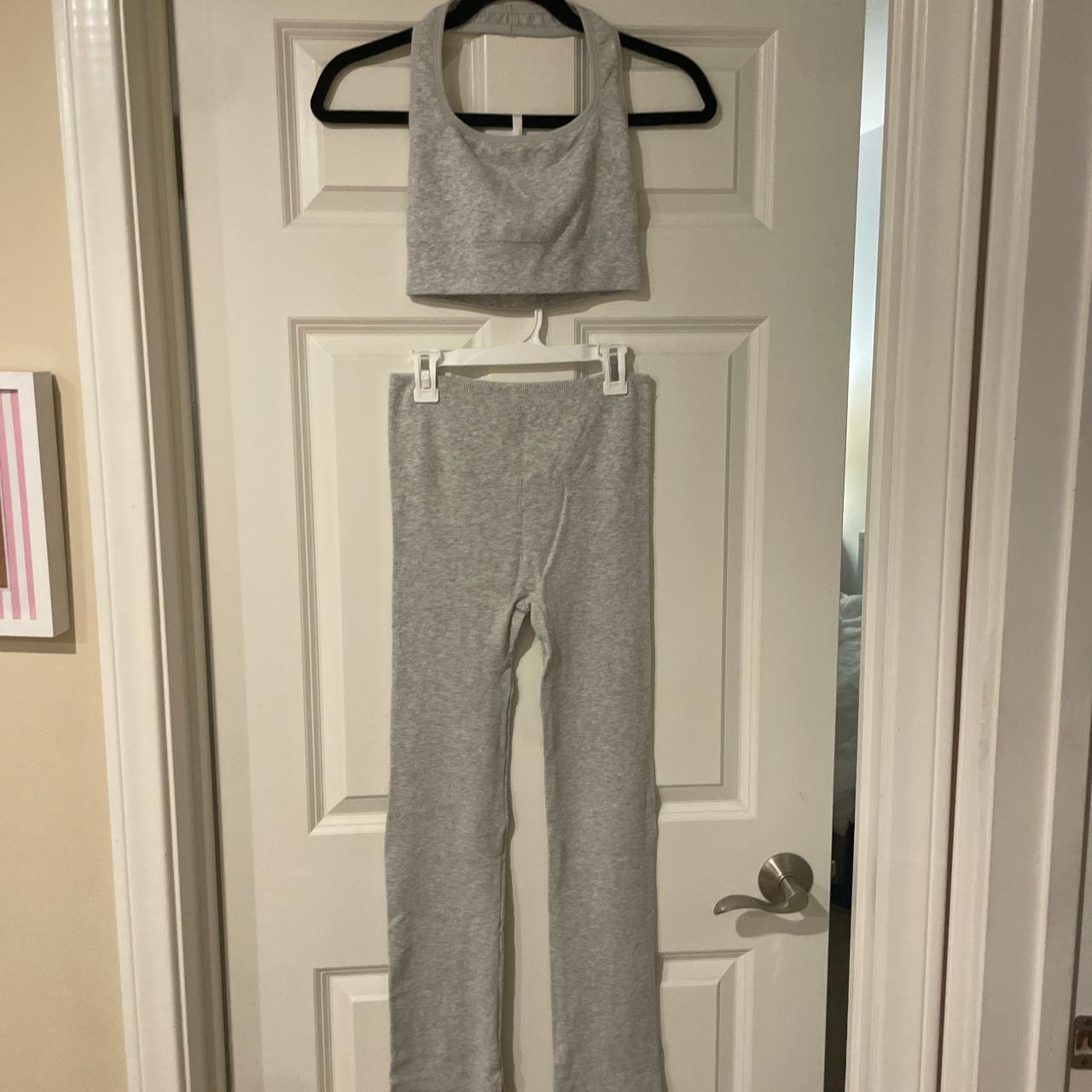 fabletics knit set heather grey knit halter top... - Depop