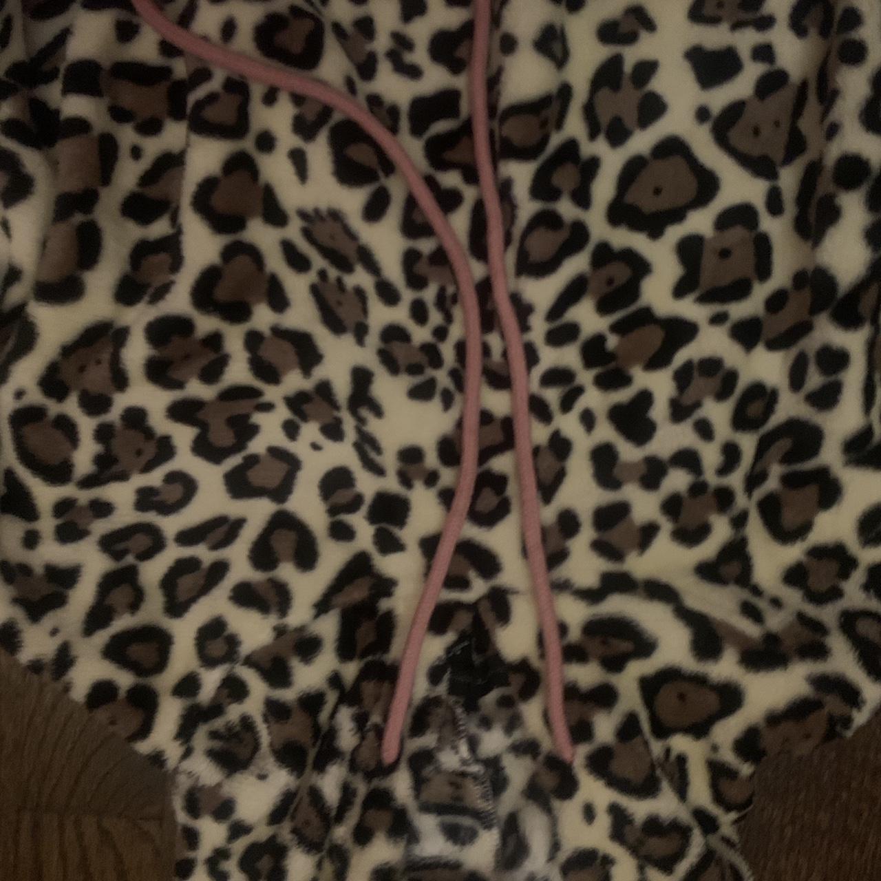 Leopard print y2k cute cropped hoodie soft faux fur... - Depop