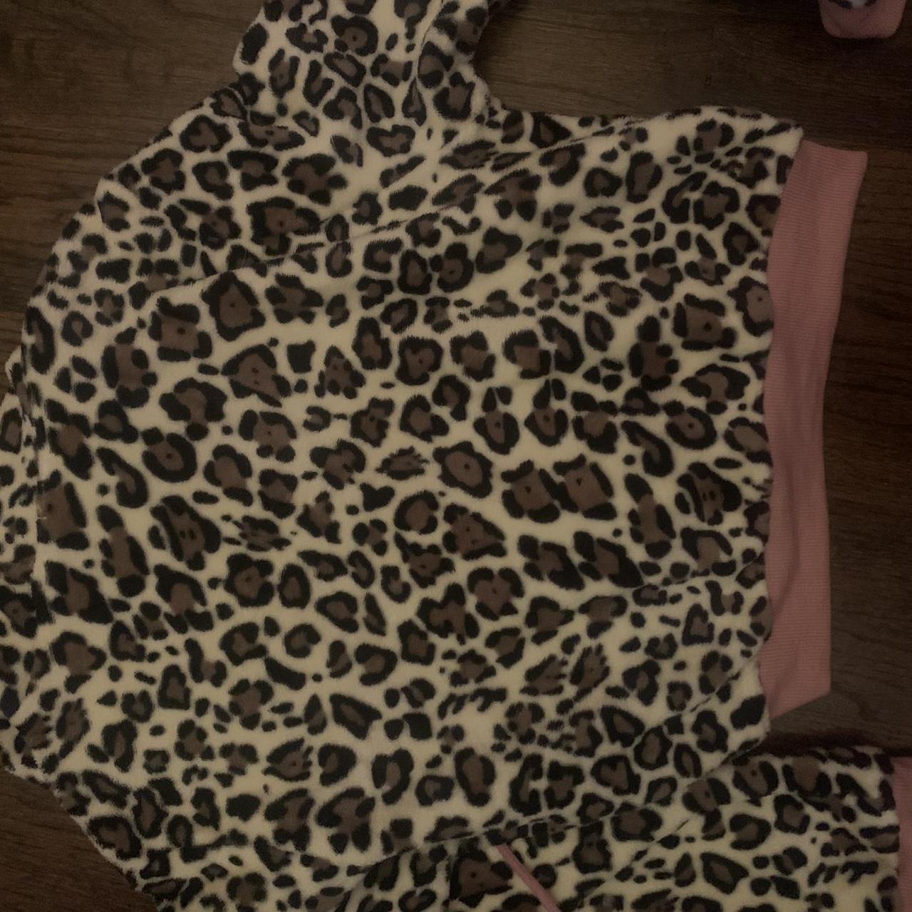 Leopard print y2k cute cropped hoodie soft faux fur... - Depop