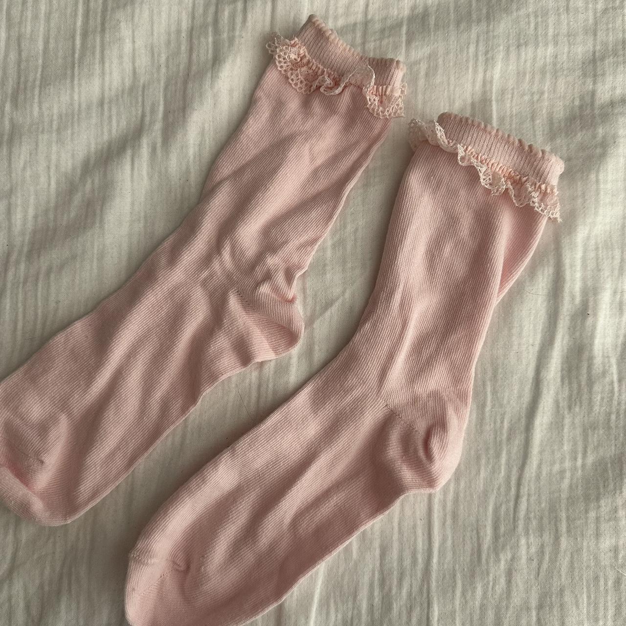 Pink frilly socks - Depop