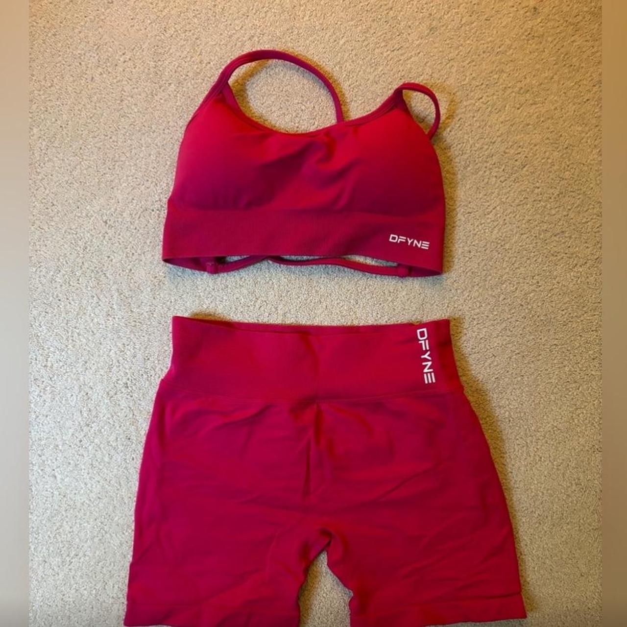 Hot pink DFYNE sports bra and shorts! Both size... - Depop