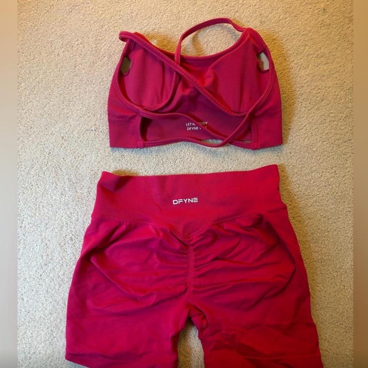 Hot pink DFYNE sports bra and shorts! Both size... - Depop
