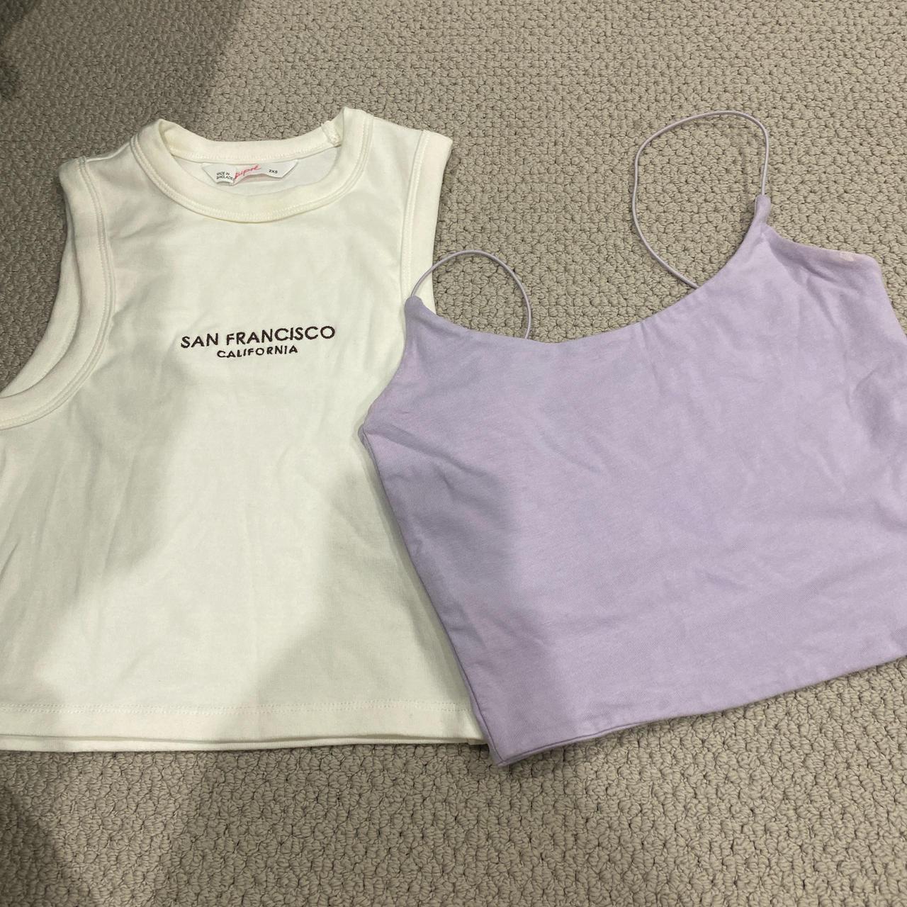 Supre 2xs tops (white tank and purple singlet) - Depop