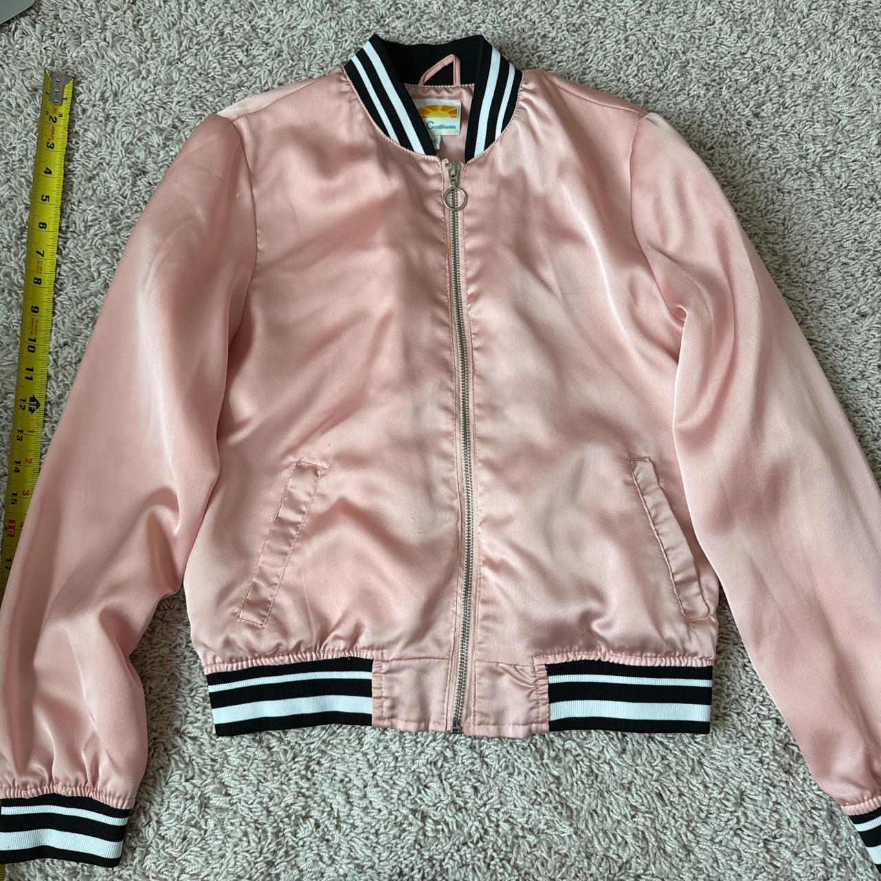 Candc California Pink Satin Jacket Zip Up Size Depop