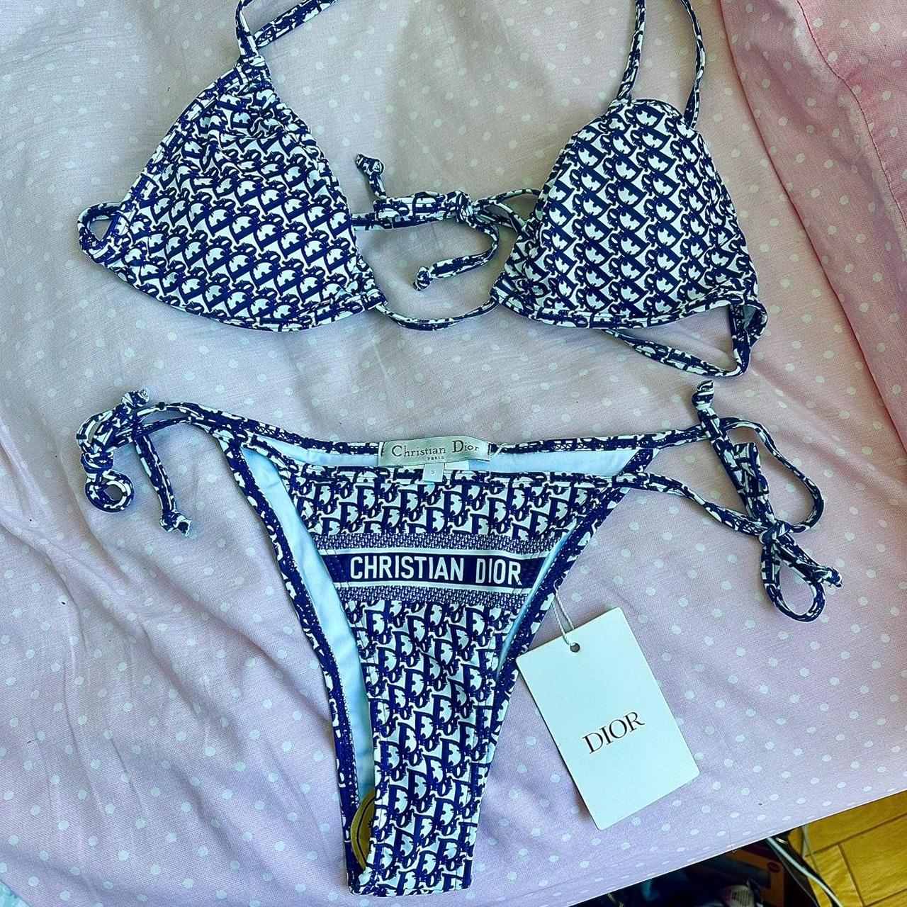 women’s designer bathing suit, blue Dior. size... - Depop
