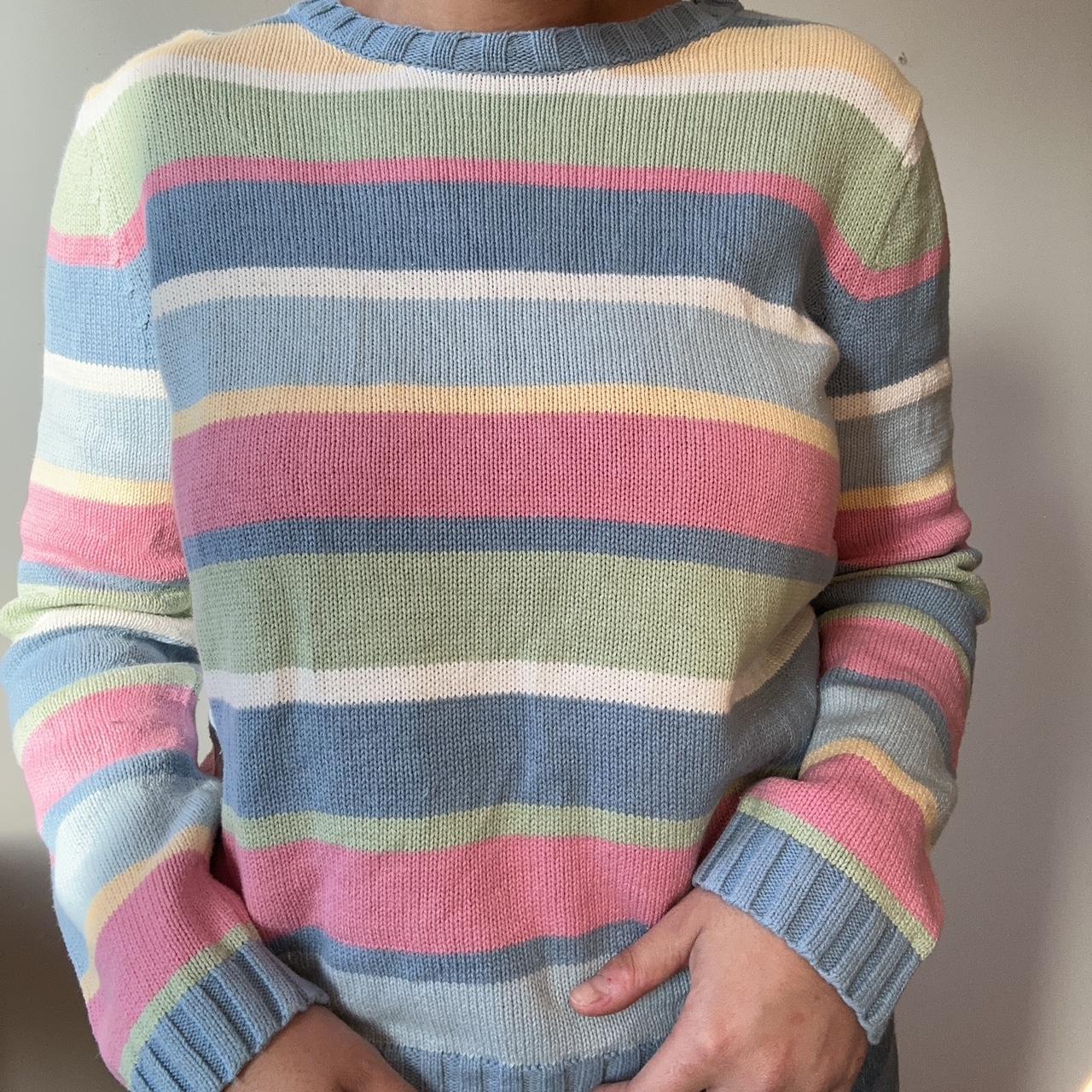 Vintage Pastel Rainbow Striped Sweater from The TOG... - Depop