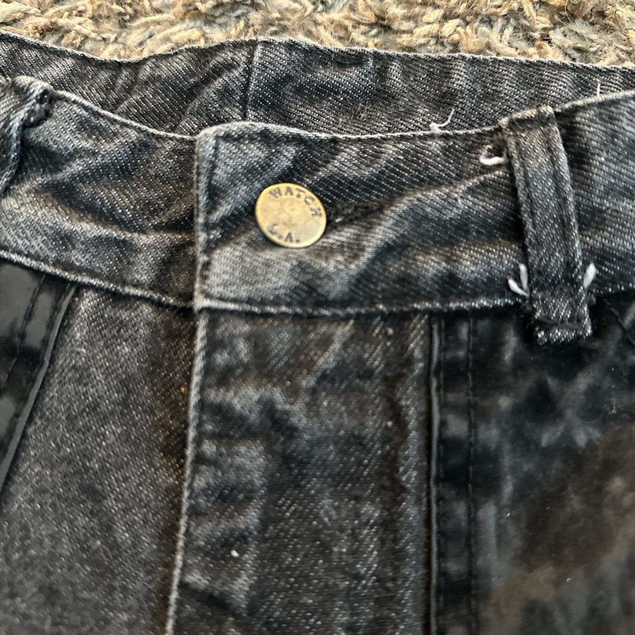 Awesome funky black acid wash denim- velvet black... - Depop