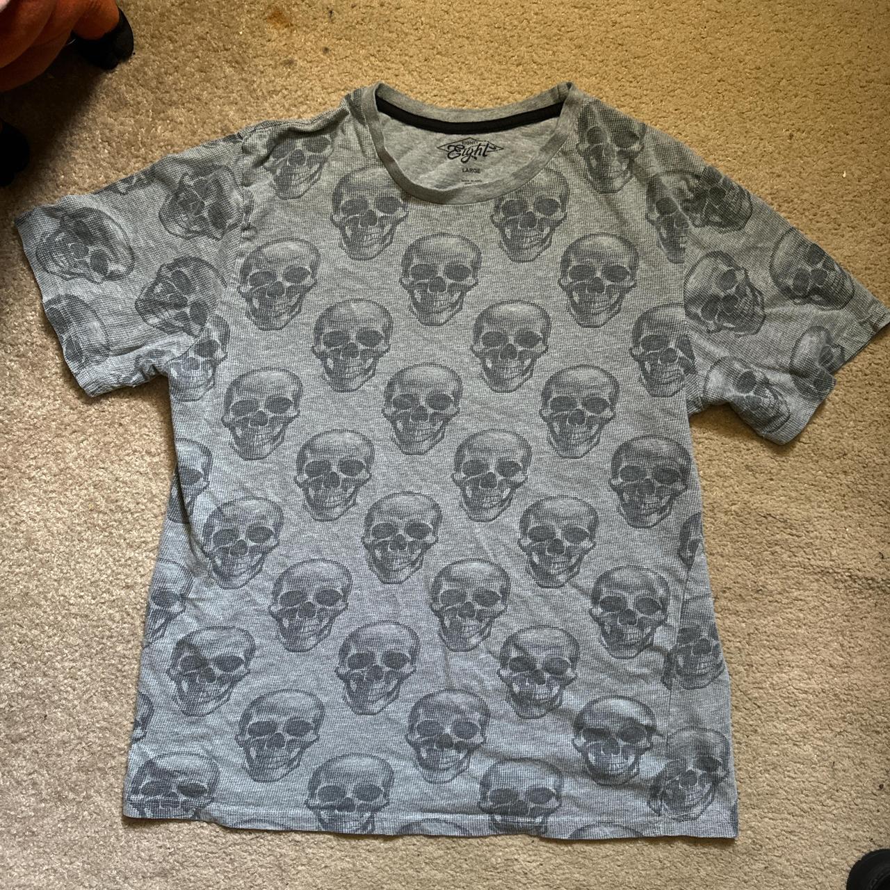 y2k esque all over print skull shirt - Depop