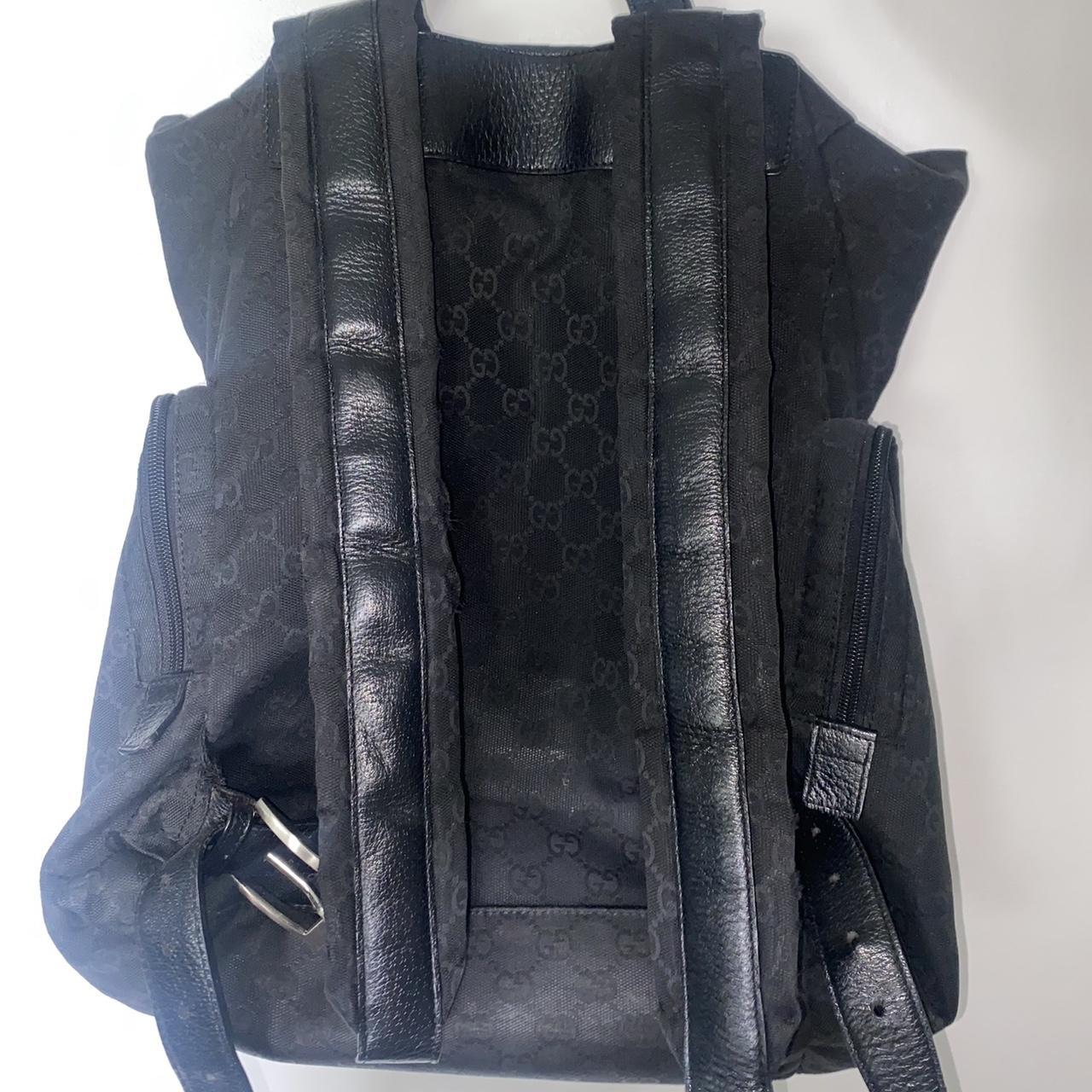 Gucci vintage black double GG backpack with laptop... - Depop
