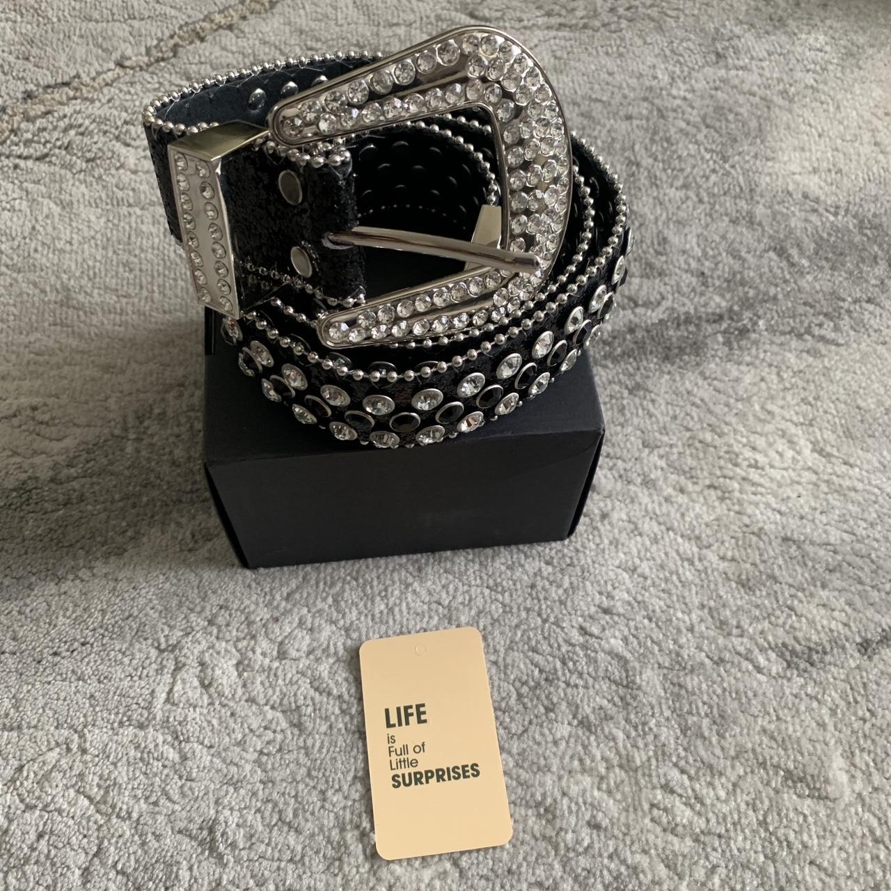 y2k unisex adjustable size bb belt brand... - Depop