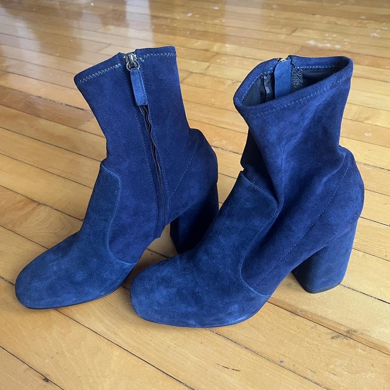 Blue velvet boots from Bibi Lou US 8 / EU 38 Worn... - Depop
