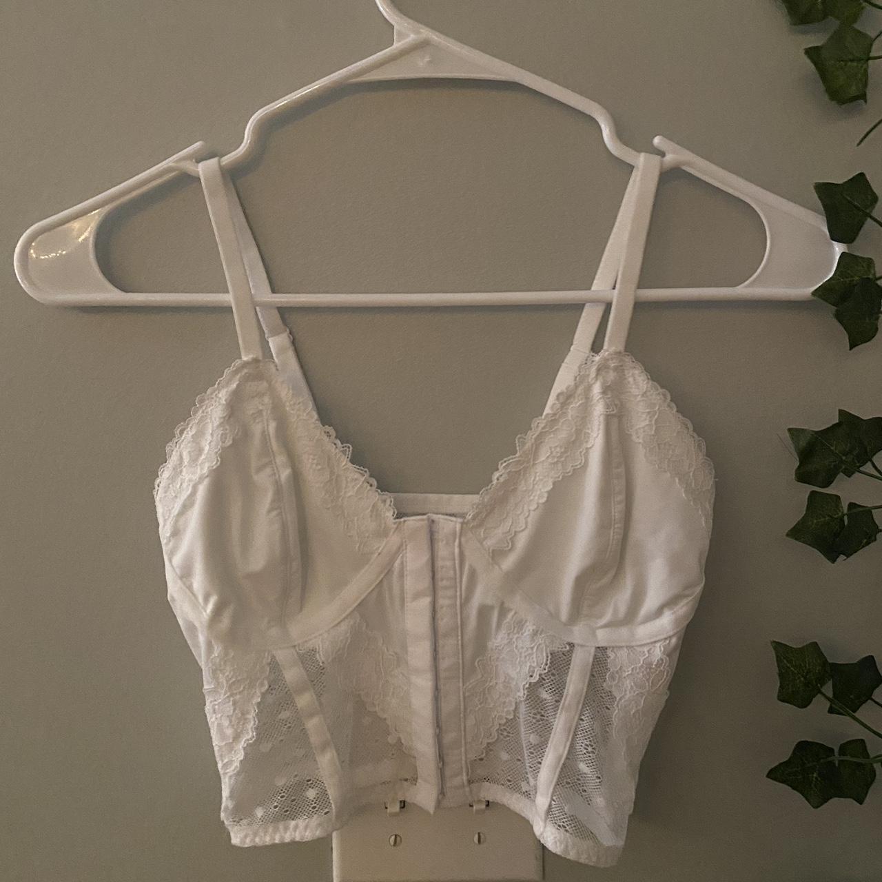 small sheer back corset top -worn once -adjustable... - Depop