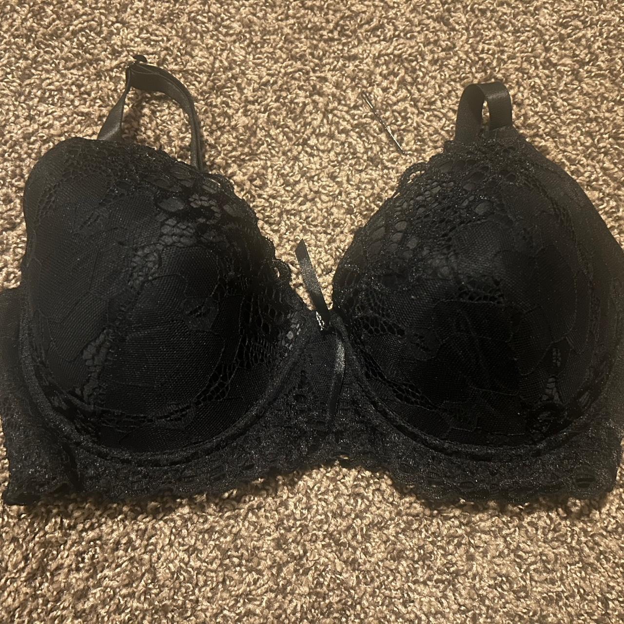 Black lace bra with bow detail #lingerie from XOXO... - Depop