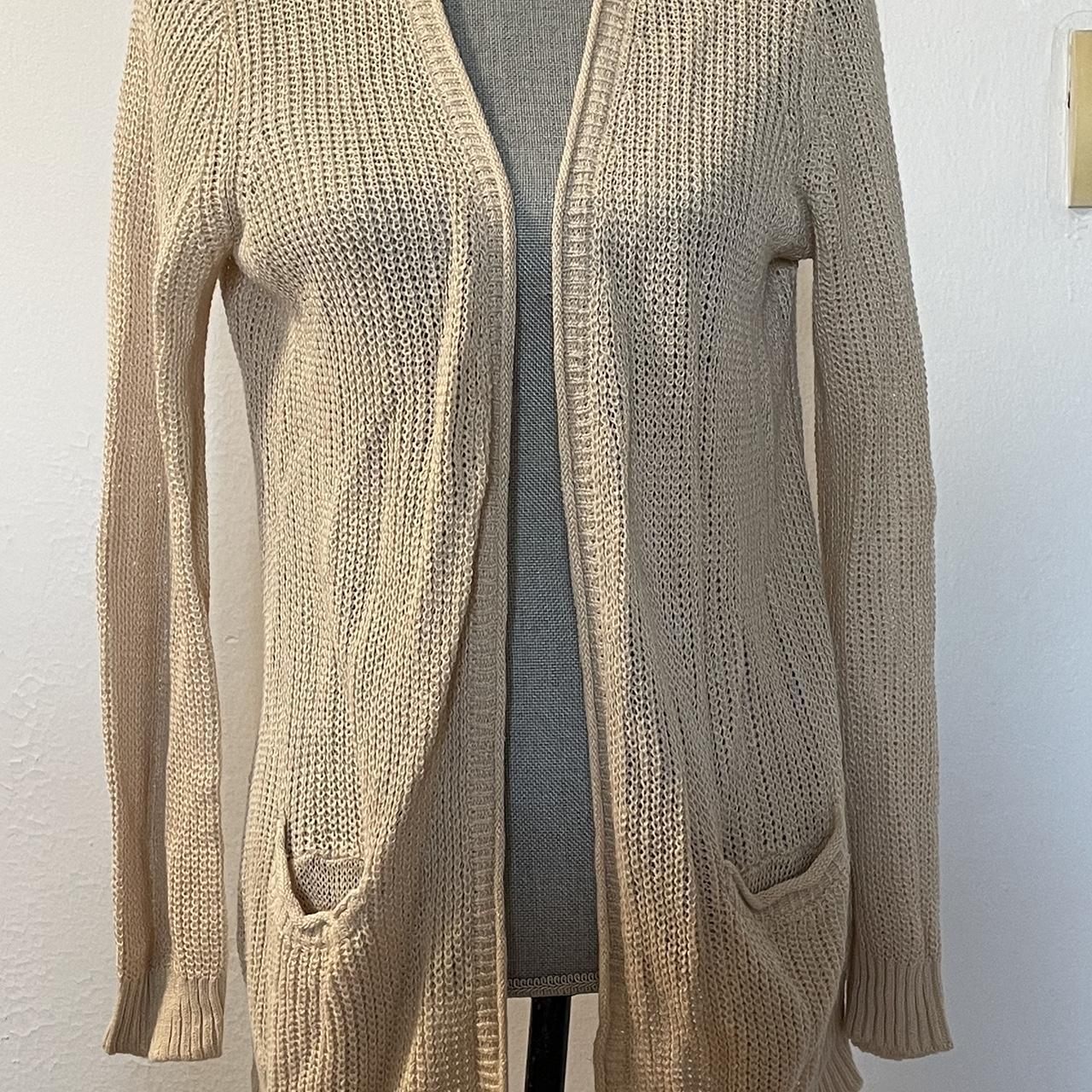 New Joie Open Front 100% Linen knitted Beige... - Depop