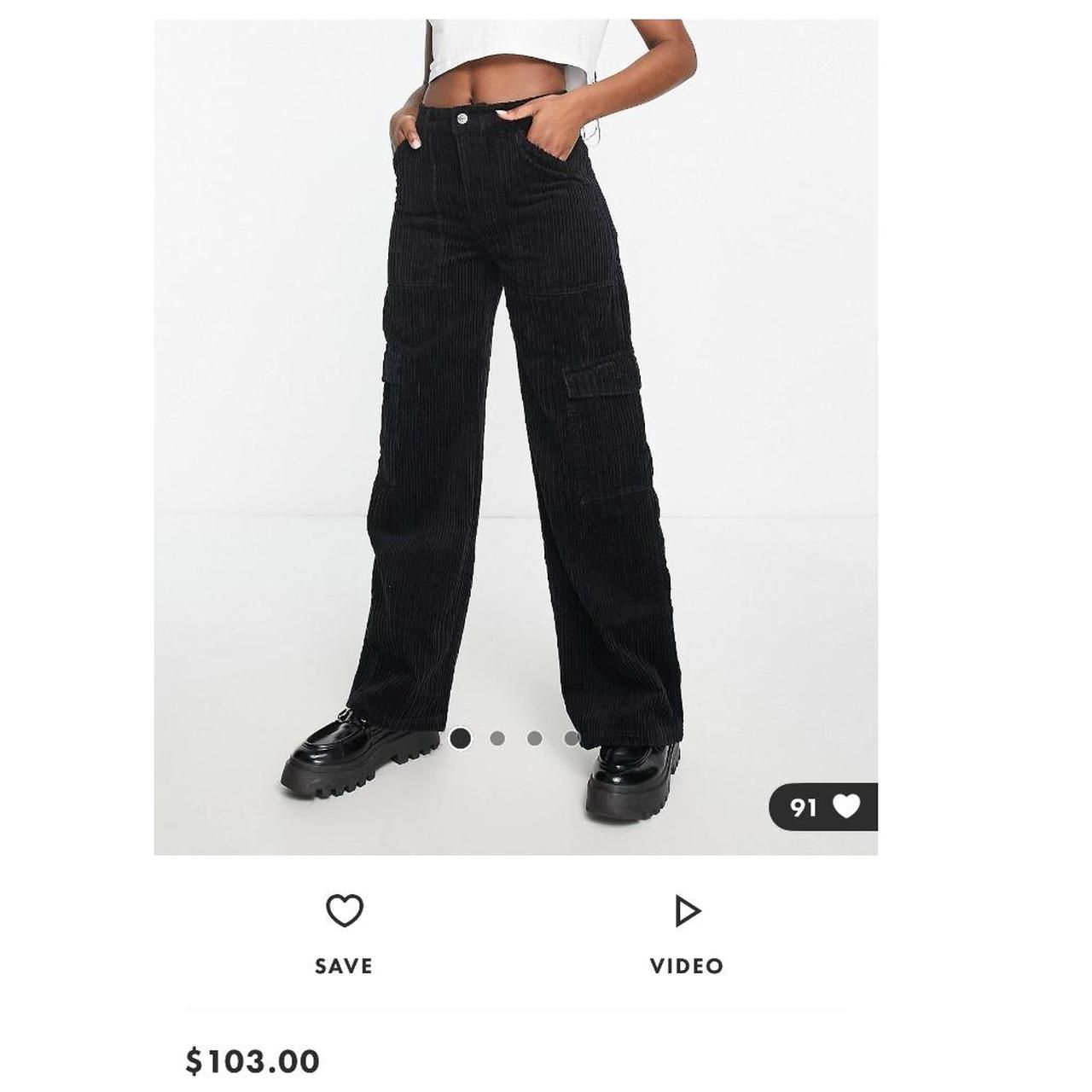 NWT Weekday cord corduroy cargo wide leg black pants - Depop