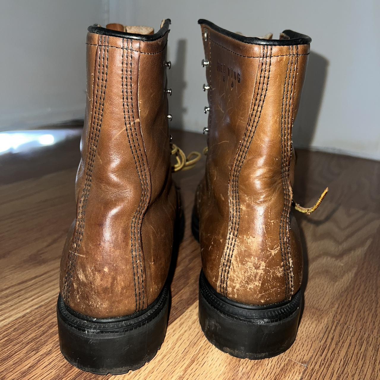 Red Wing lace up boots with lug sole - all leather,... | Depop