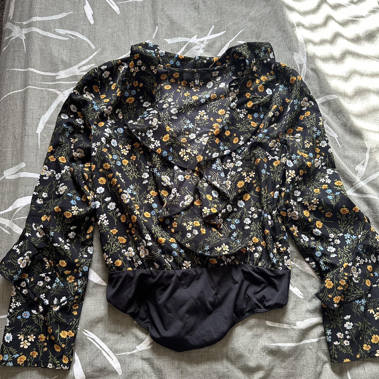 Missguided floral wrap bodysuit. Worn a few... - Depop Missguided floral wrap bodysuit. Worn a few... - Depop