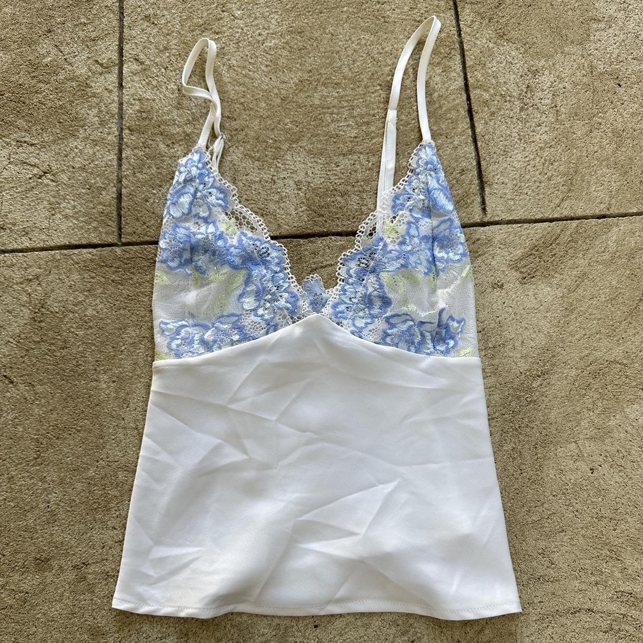 Lace Cami Brand New With Tags White And Blue Lace Depop