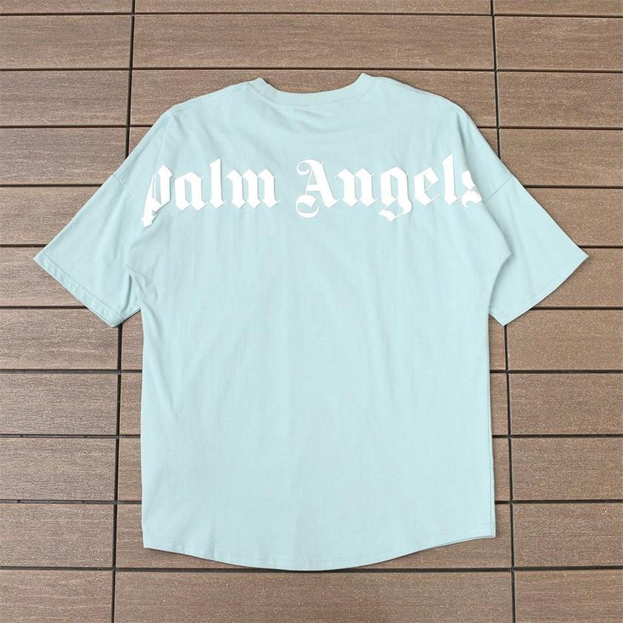 Palm angels blue curved logo tshirt size M Has tags... - Depop