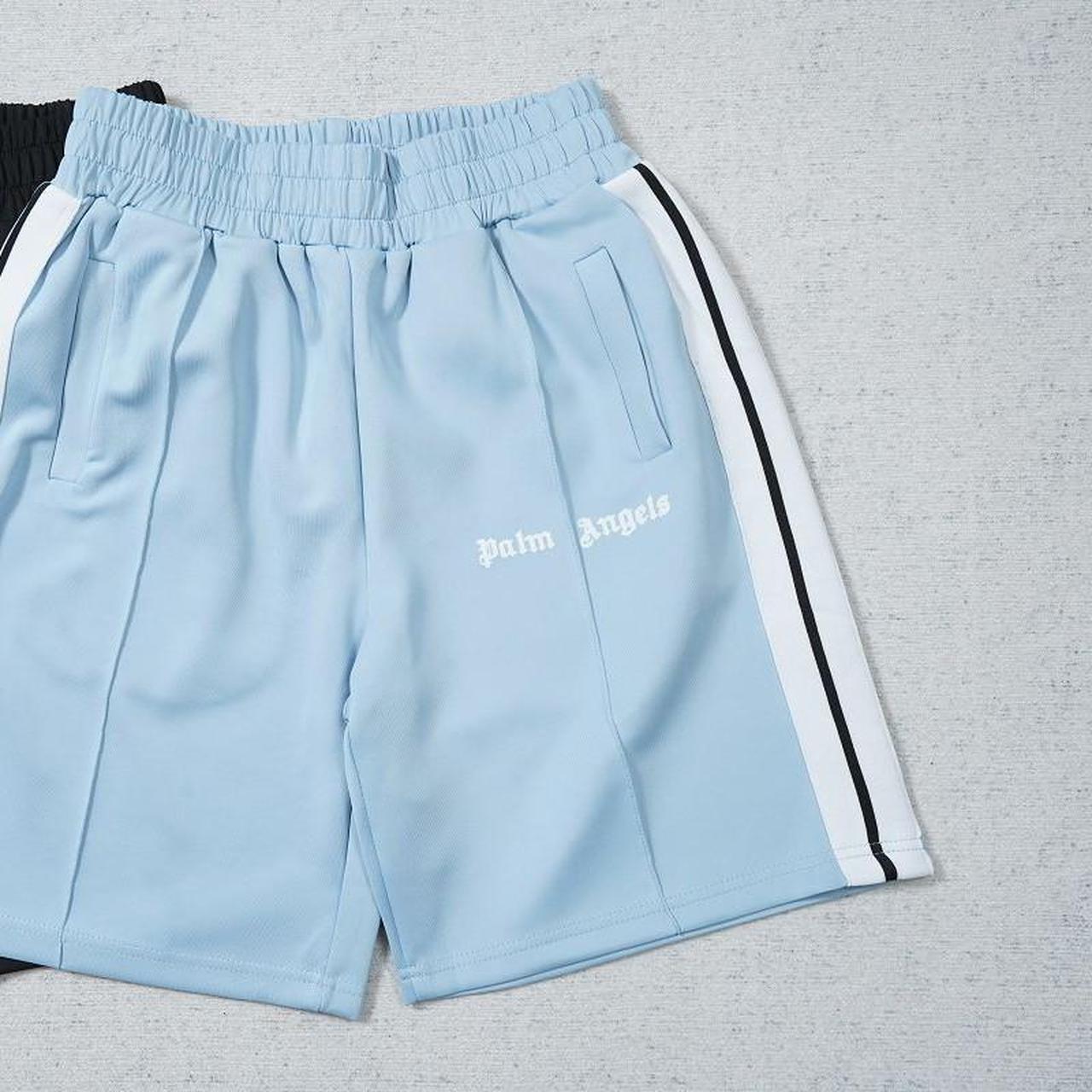 Palm angels baby blue track shorts size M Has tags... - Depop