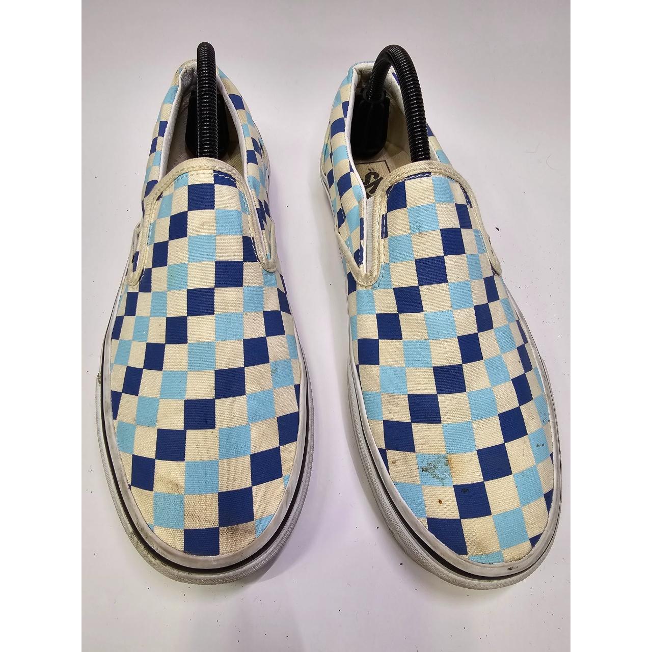 Fun two tone blue checks on these men's size 9 vans.... - Depop