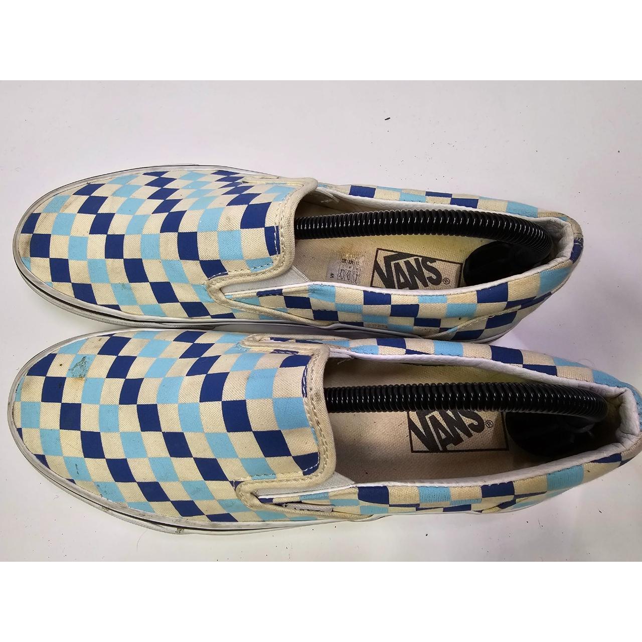 Fun two tone blue checks on these men's size 9 vans.... - Depop