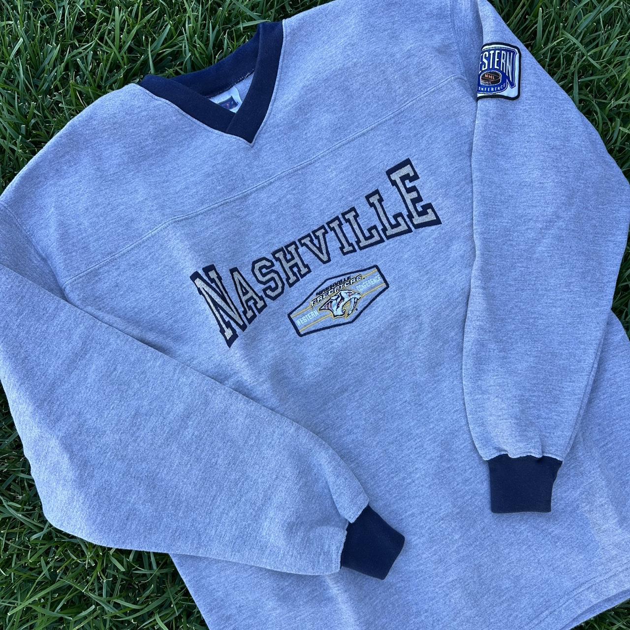 Vintage NHL Hockey Nashville Predators V-Neck... | Depop