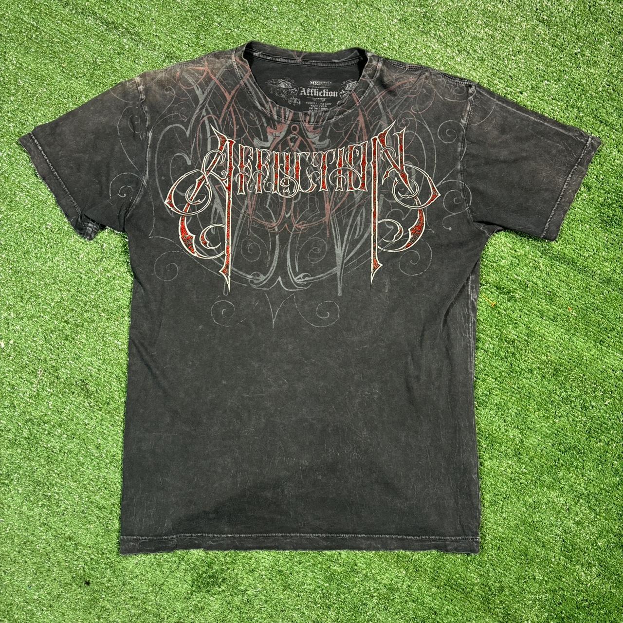 Black Affliction shirt with red accents Dm for... - Depop