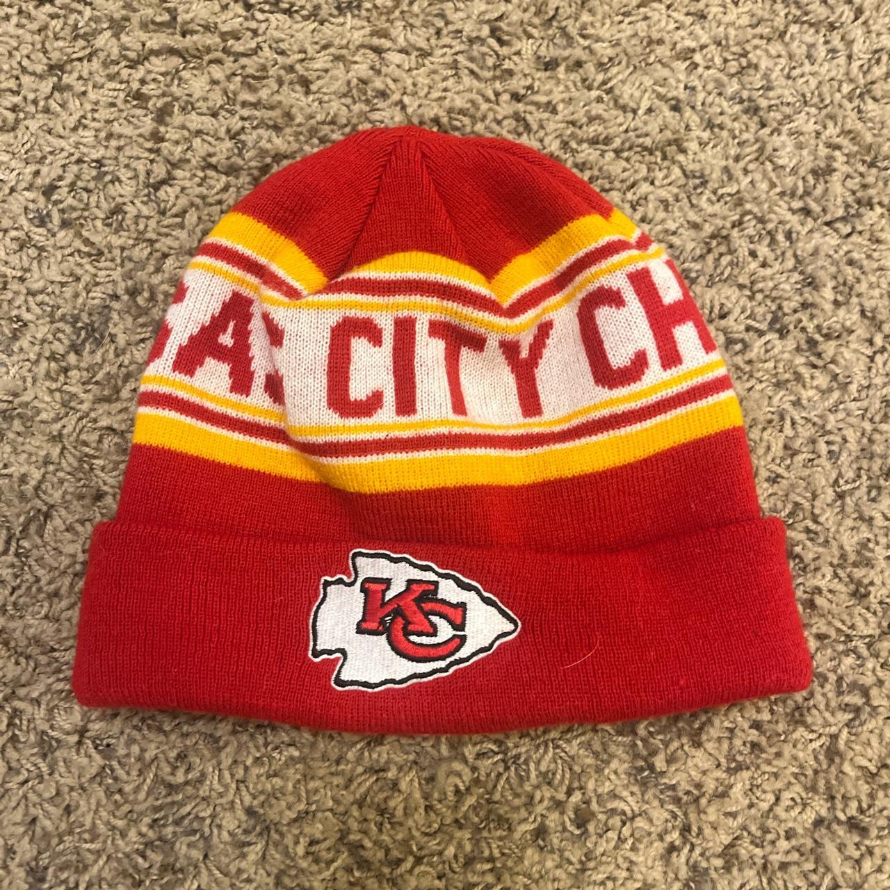 kansas’s city chiefs beanie youth size worn a couple... - Depop